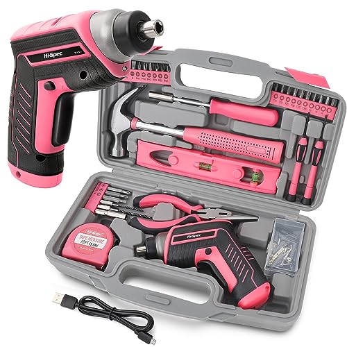 35pc Pink 3.6V USB Electric Screwdriver and Home DIY Tool Kit Set — HI-SPEC® Tools Official Site ...
