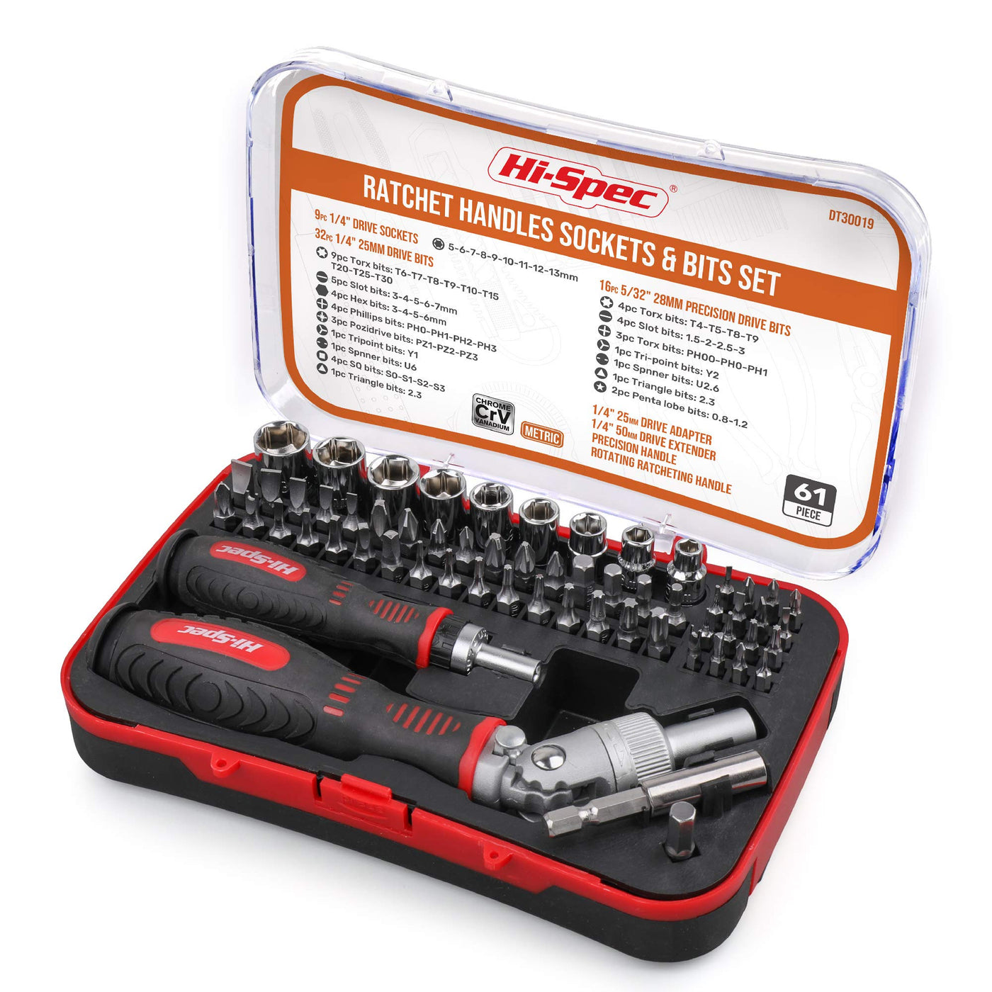61pc 1/4” Multi Screw Driver Bits & Socket Set with Multi-Angle Head R ...